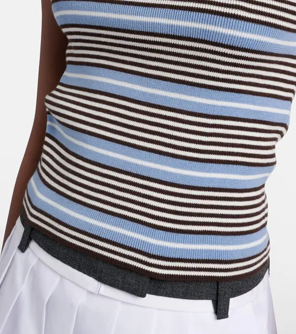 Prada Striped Cotton-blend Tank Top