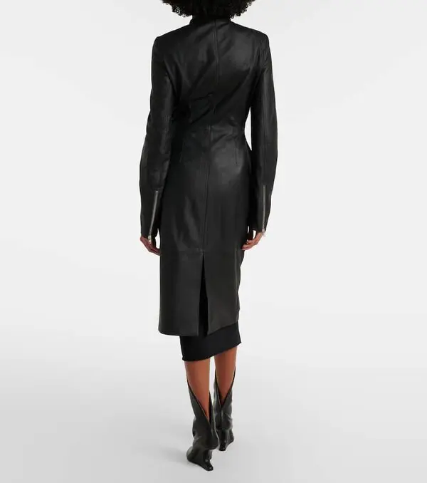 Rick Owens Gary Leather Coat - Black