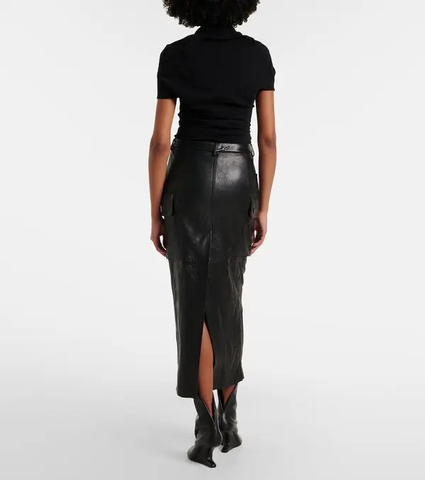 Rick Owens Firbanks Leather Midi Skirt