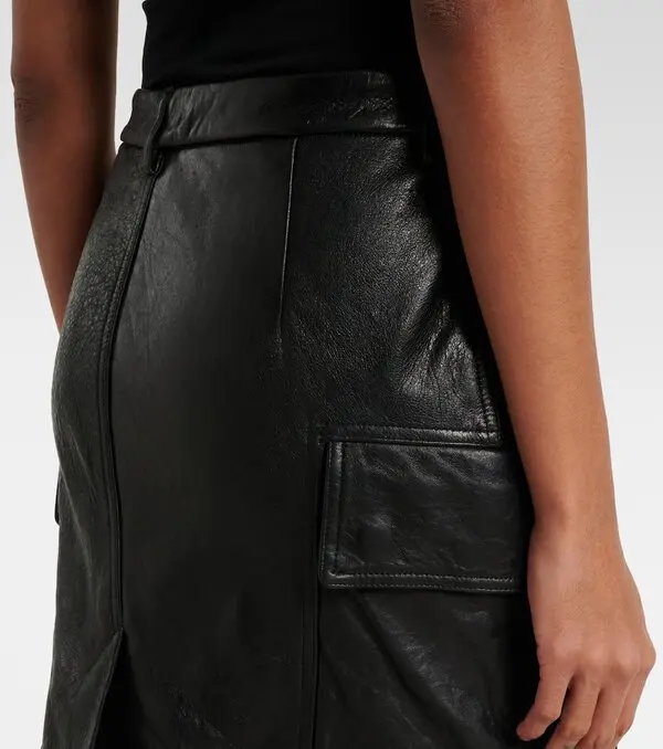 Rick Owens Firbanks Leather Midi Skirt