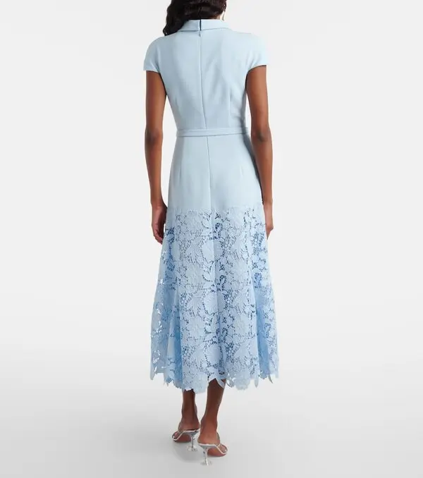 SELF-PORTRAIT Belted Lace Midi Dress