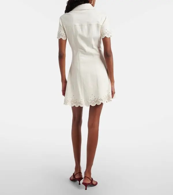 SELF-PORTRAIT Broderie Anglaise Denim Minidress - White