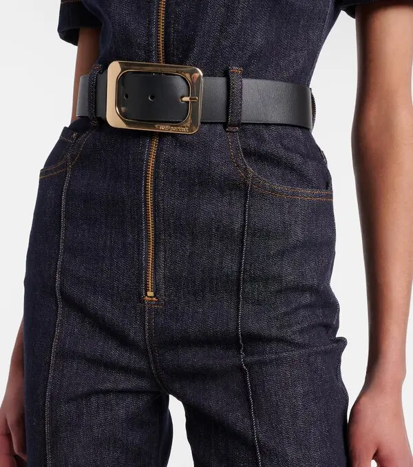 SELF-PORTRAIT Belted Denim Jumpsuit