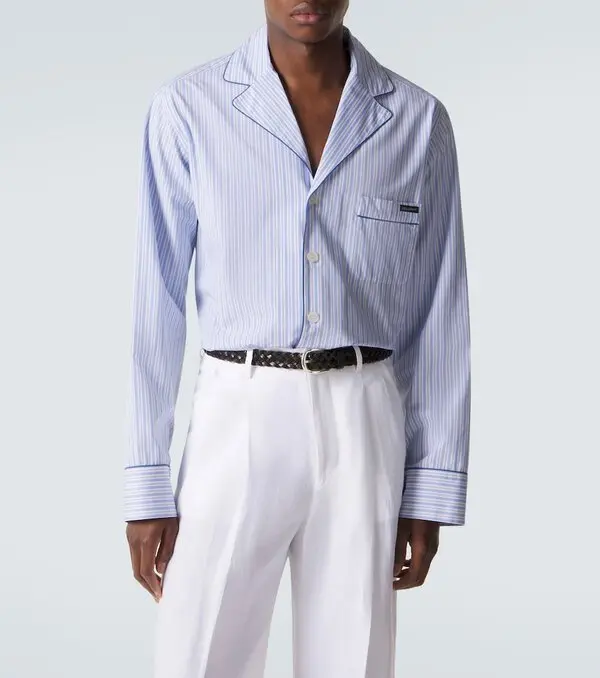 Dolce & Gabbana Striped Cotton And Silk Poplin Pajama Shirt