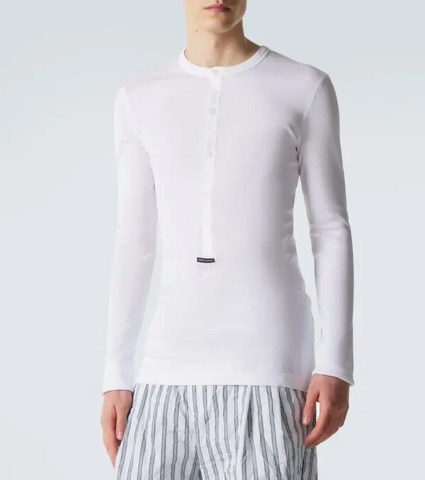 Dolce & Gabbana Ribbed-knit Cotton Henley Shirt