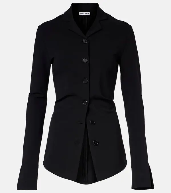 JIL SANDER Notch Neck Button-up Jersey Top