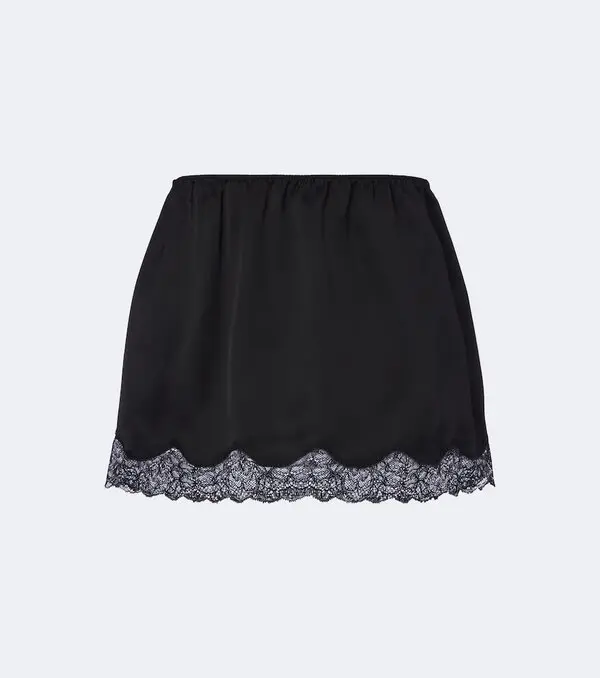 Magda Butrym Lace-trimmed Silk Satin Miniskirt - Black