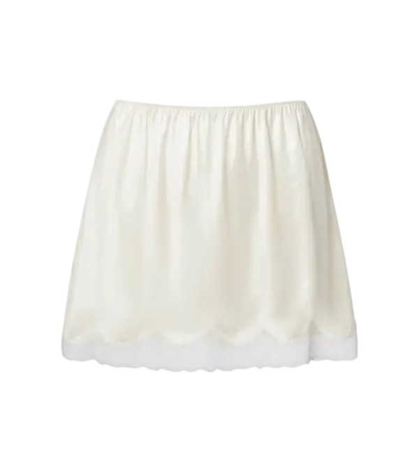 Magda Butrym Lace-trimmed Silk Satin Miniskirt - White