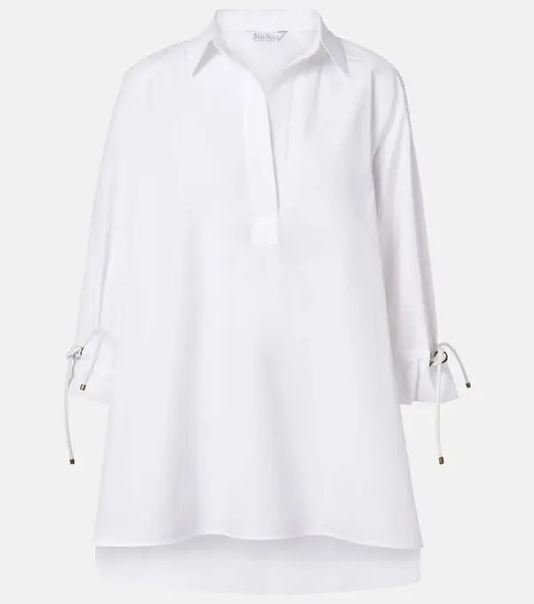 Max Mara Adorni Oversized Cotton Poplin Shirt - White