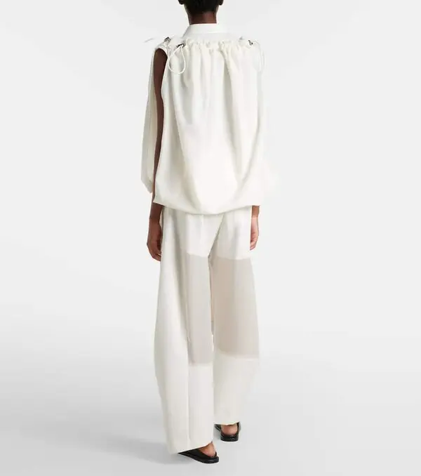 Sacai Belted Barrel-leg Pants - White