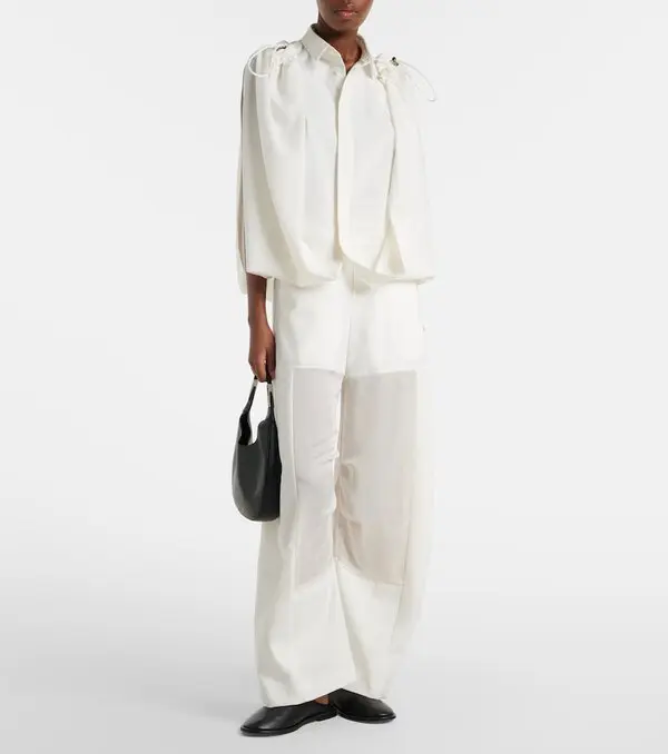 Sacai Belted Barrel-leg Pants - White