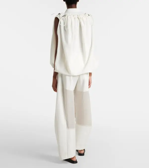 Sacai Belted Barrel-leg Pants - White