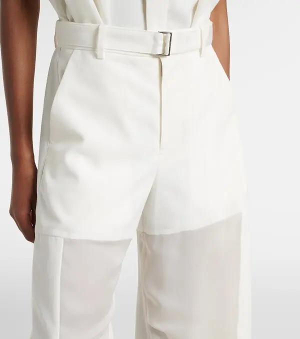Sacai Belted Barrel-leg Pants - White