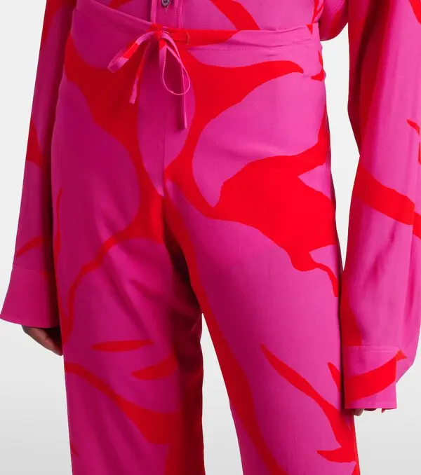 Dries Van Noten Floral Print Viscose Pants - Pink