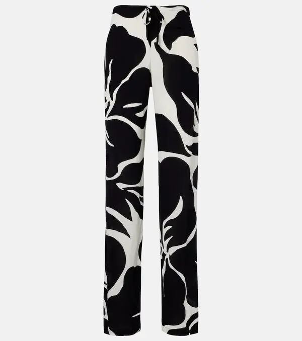 Dries Van Noten Floral Straight Pants - Black