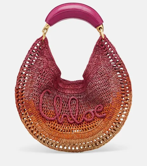 Chloé Summer Banana Medium Raffia Shoulder Bag - Orange