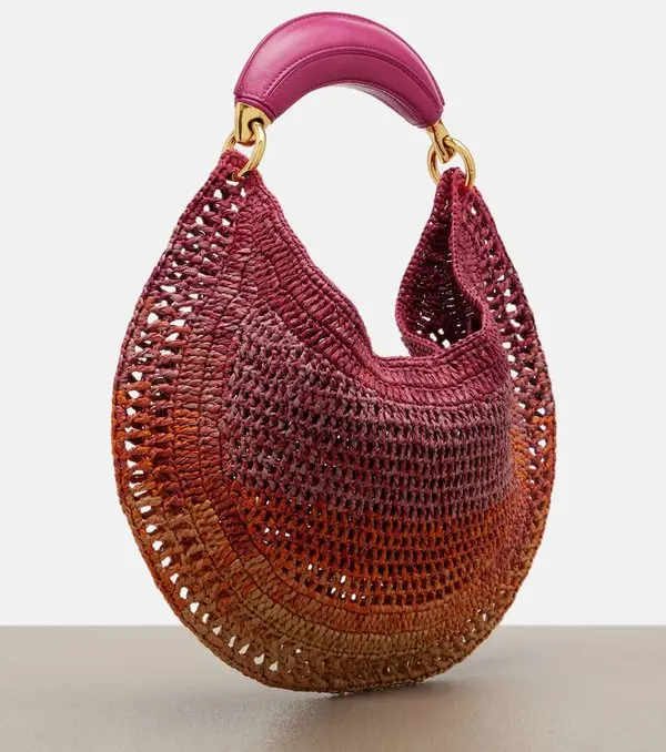 Chloé Summer Banana Medium Raffia Shoulder Bag - Orange