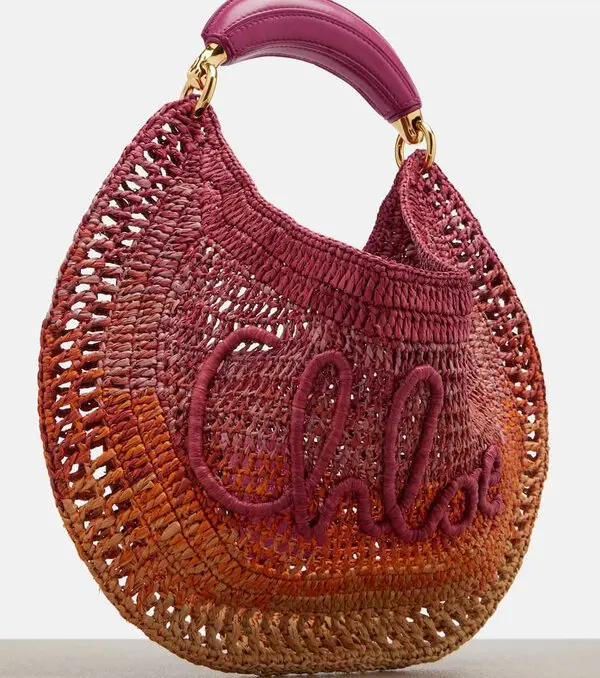 Chloé Summer Banana Medium Raffia Shoulder Bag - Orange