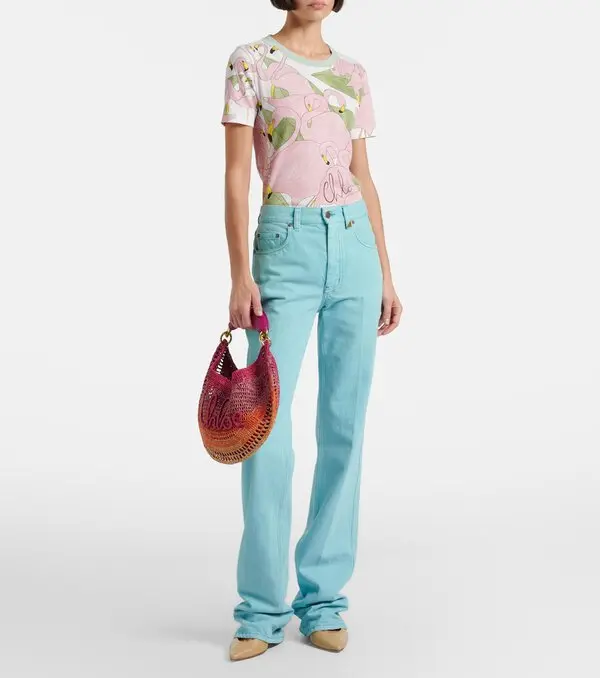 Chloé Summer Banana Medium Raffia Shoulder Bag - Orange