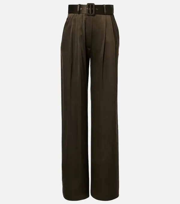 Zimmermann Belted Wide-leg Silk Pants - Green