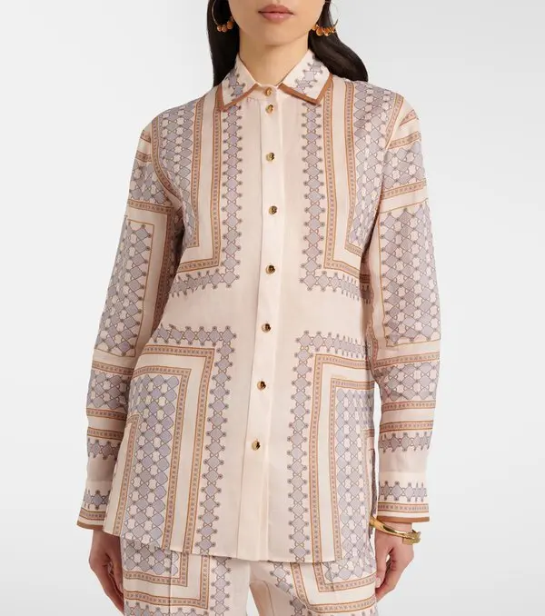 Zimmermann Printed Ramie Shirt - Beige