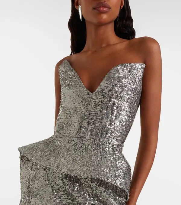 Maticevski Glorious Sequined Gown - Silver