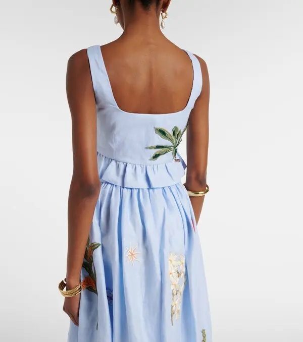 Agua Bendita Eslabón Linen Crop Top - Blue