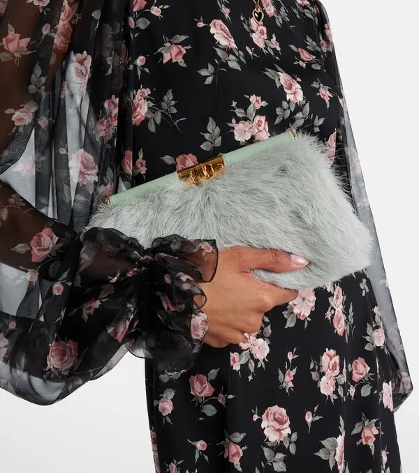 Dolce & Gabbana Marlene Small Shearling Shoulder Bag - Green