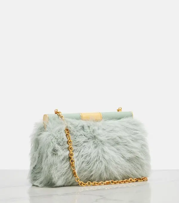 Dolce & Gabbana Marlene Small Shearling Shoulder Bag - Green