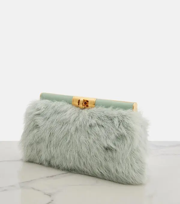 Dolce & Gabbana Marlene Small Shearling Shoulder Bag - Green