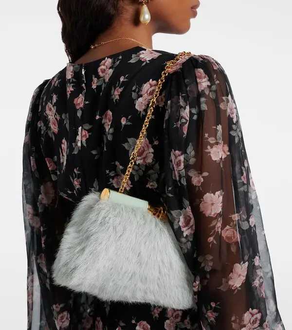 Dolce & Gabbana Marlene Small Shearling Shoulder Bag - Green