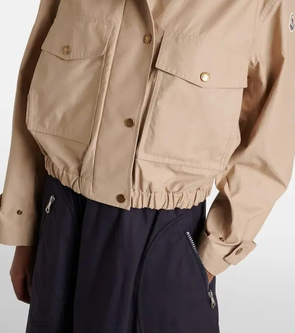 Moncler Carex Cropped Hooded Cotton-blend Poplin Jacket - Beige