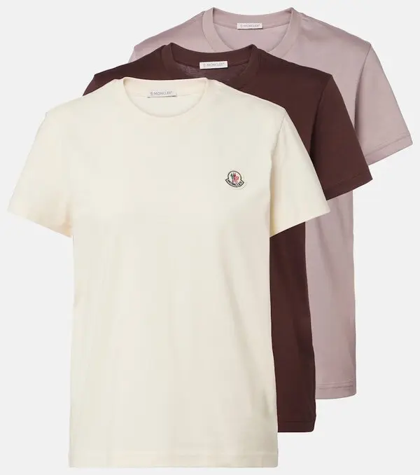 Moncler Set Of 3 Cotton Jersey T-shirts - Multicoloured