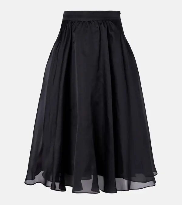 Max Mara Calle Silk Midi Skirt - Black