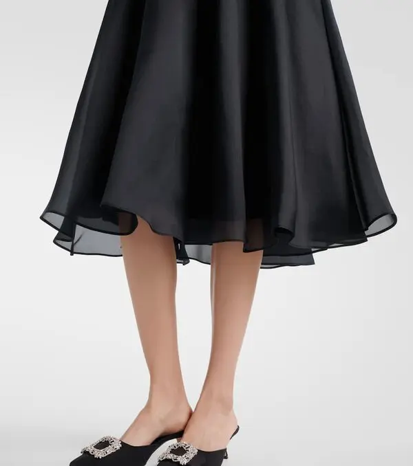 Max Mara Calle Silk Midi Skirt - Black