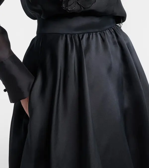 Max Mara Calle Silk Midi Skirt - Black