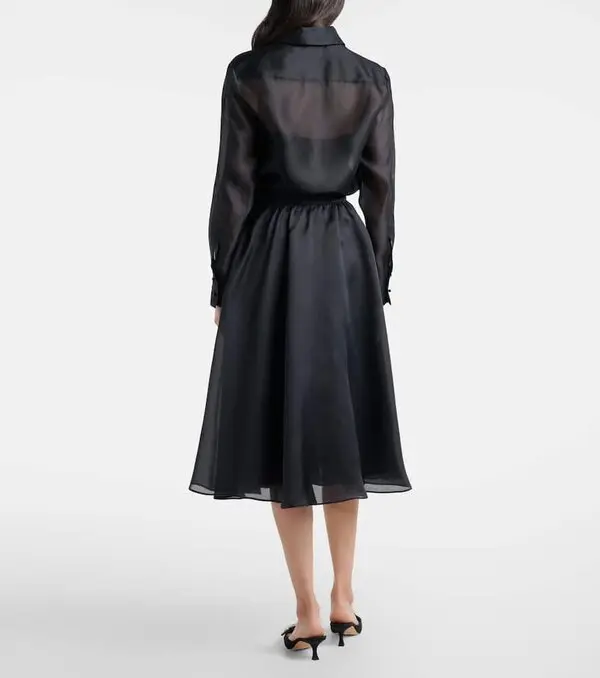 Max Mara Calle Silk Midi Skirt - Black