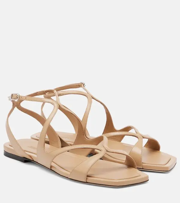 JIMMY CHOO Ayla Leather Sandals - Beige