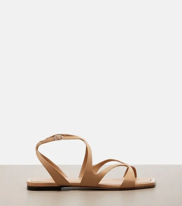 JIMMY CHOO Ayla Leather Sandals - Beige