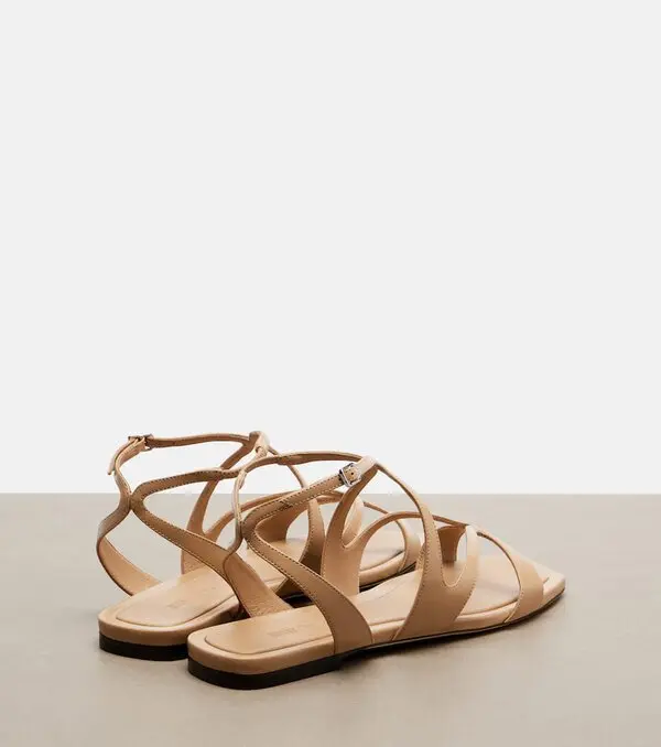 JIMMY CHOO Ayla Leather Sandals - Beige