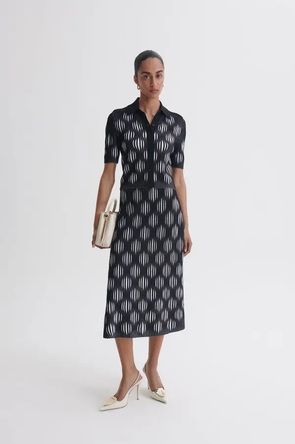 Scanlan Theodore Pleat Wave Stitch Skirt - Black.white