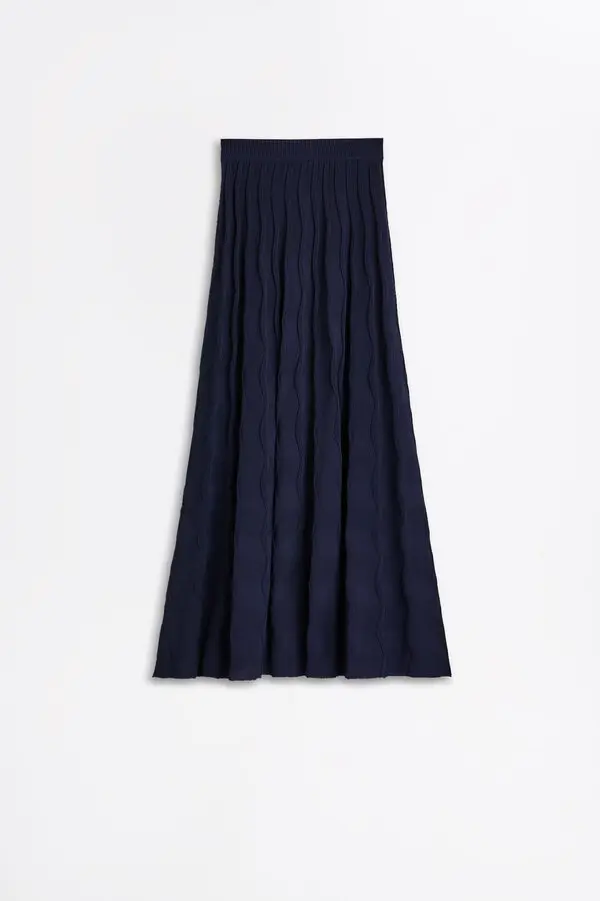 Scanlan Theodore Pleat Wave Stitch Skirt - Navy