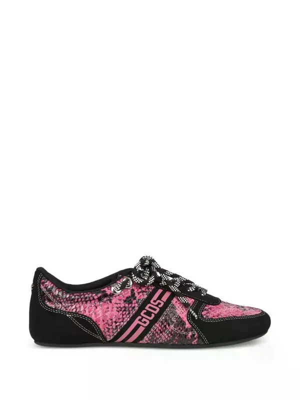 Gcds Snakeskin-print Sneakers - Pink