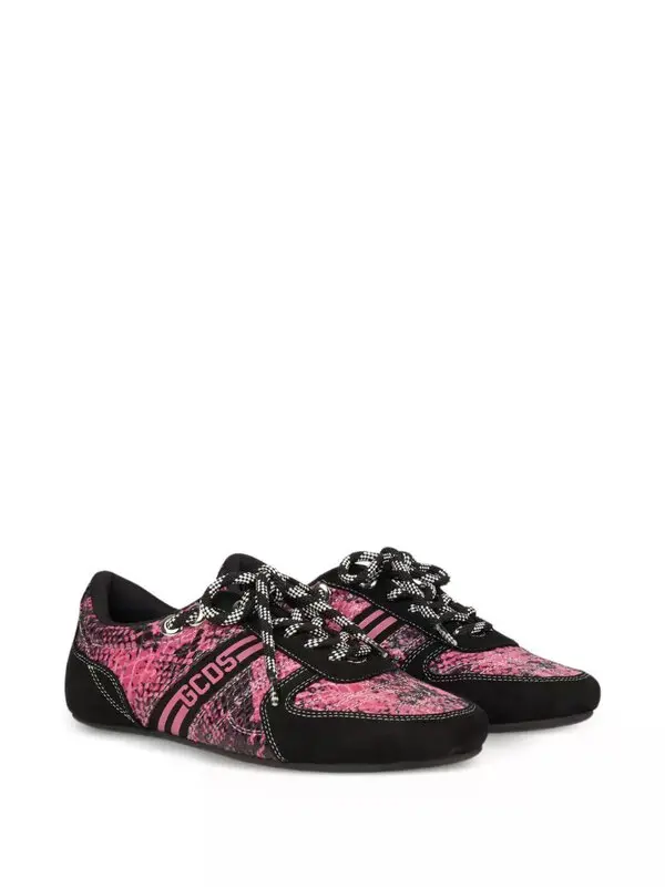 Gcds Snakeskin-print Sneakers - Pink