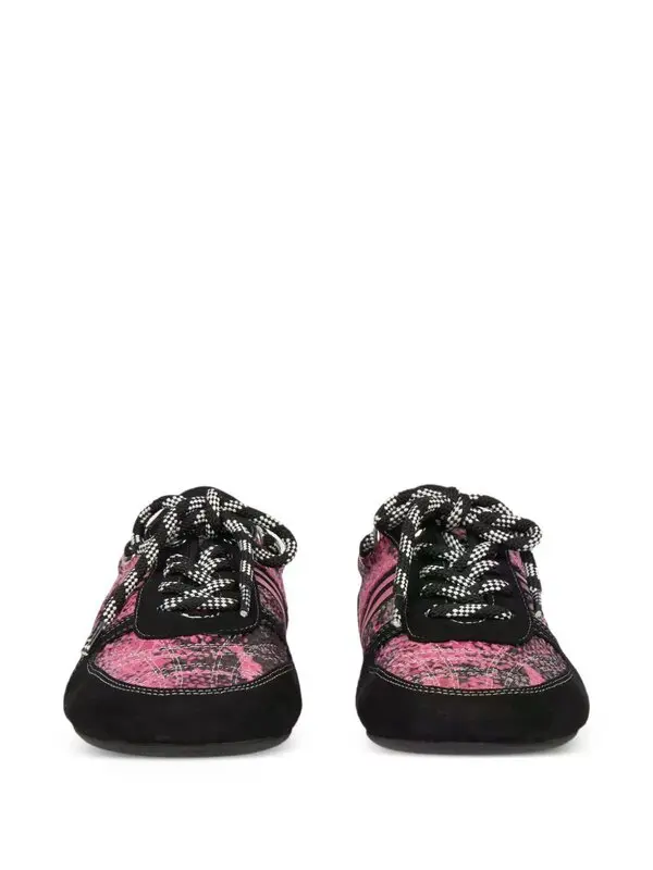 Gcds Snakeskin-print Sneakers - Pink