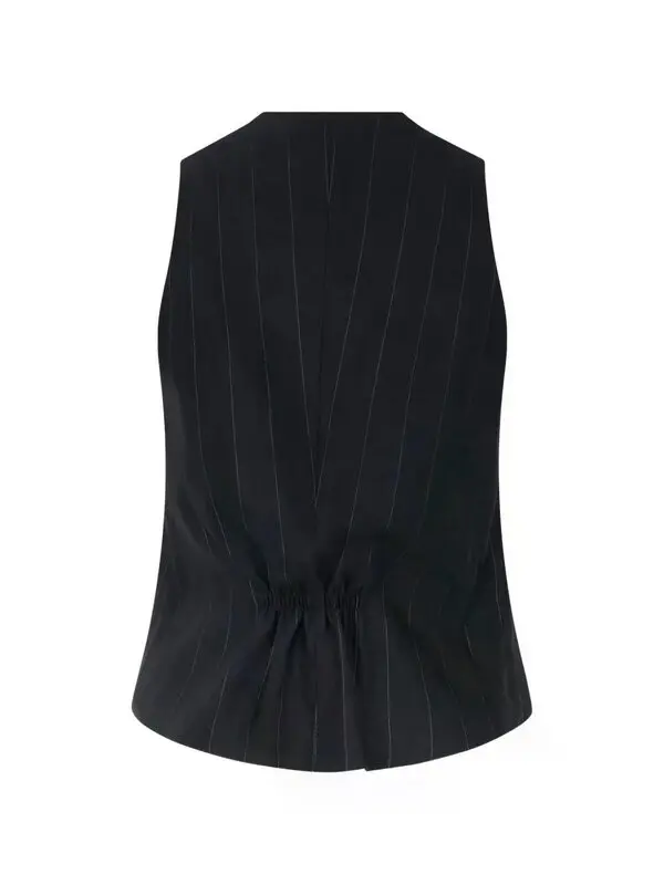 Tagliatore Pinstripe Button Vest - Black