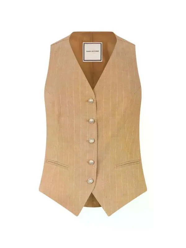 Tagliatore Striped V-neck Vest - Neutrals