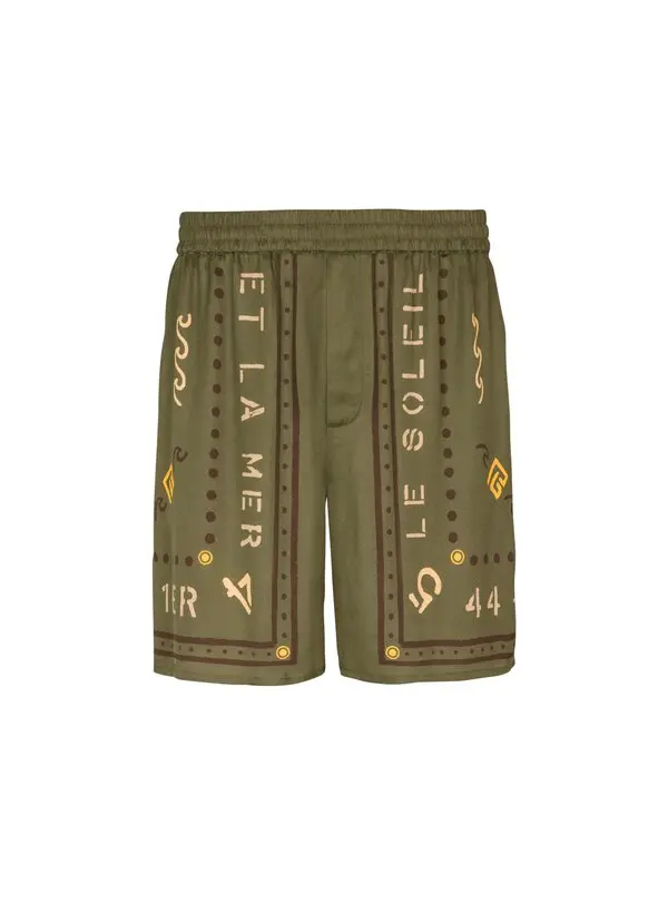 Balmain Bermuda Shorts With Club Print - Khaki