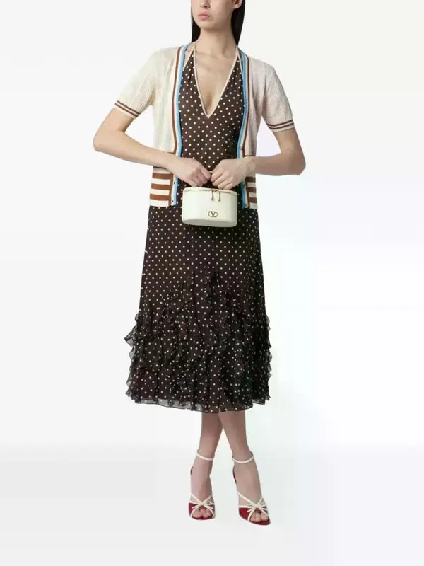 Valentino Garavani Polka Dot Ruffled Midi Skirt - Brown