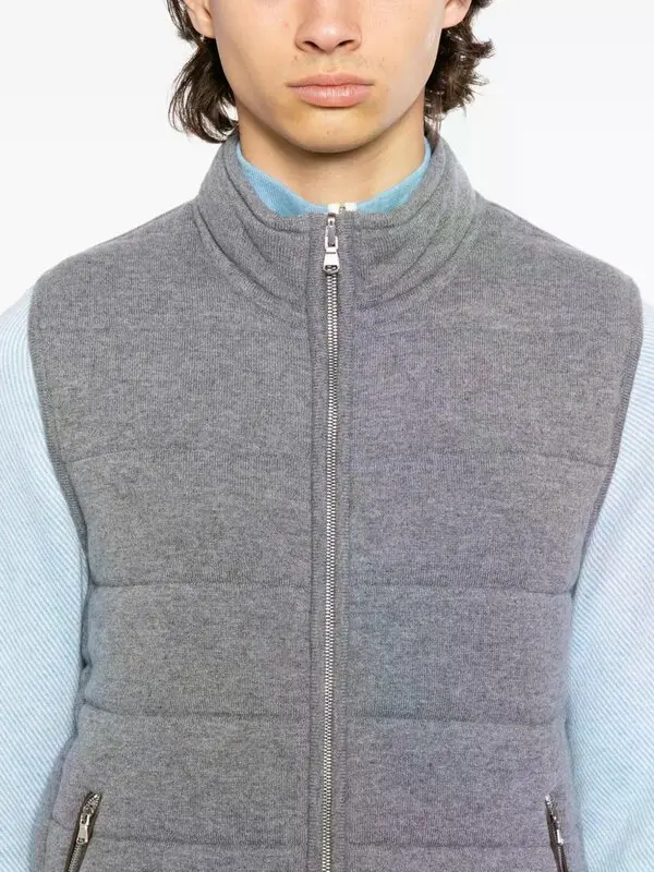 N.peal Zipped Sleeveless Vest - Grey